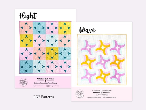 PDF Wave Quilt and Flight Quilt Pattern Downloads Modern - Etsy
