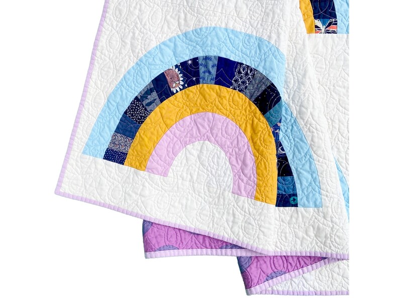 PRINT Sunshowers Quilt Pattern Rainbow Quilt Modern Curves - Etsy