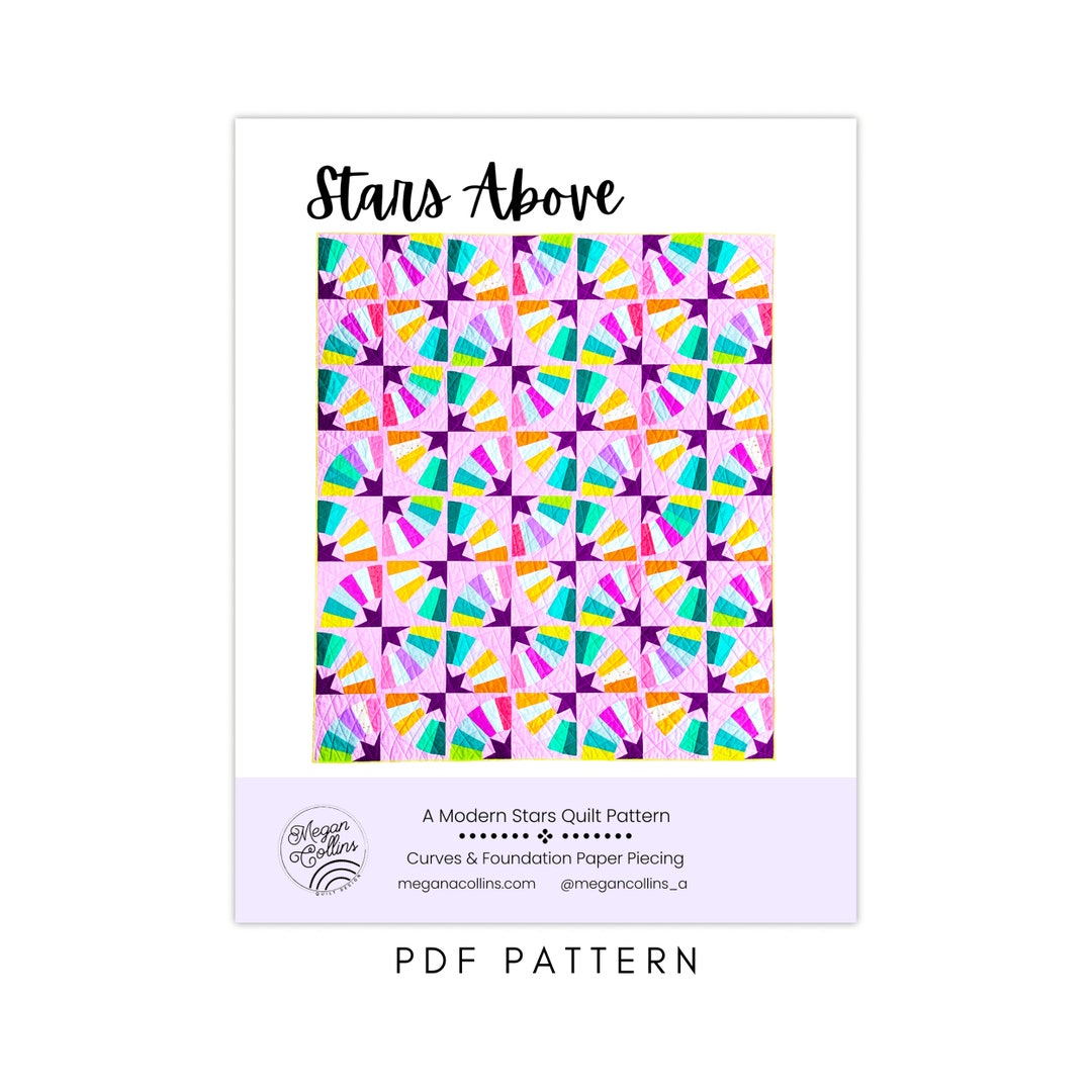 PDF Stars Above Quilt Pattern Download, Modern Star Quilt, Curve ...