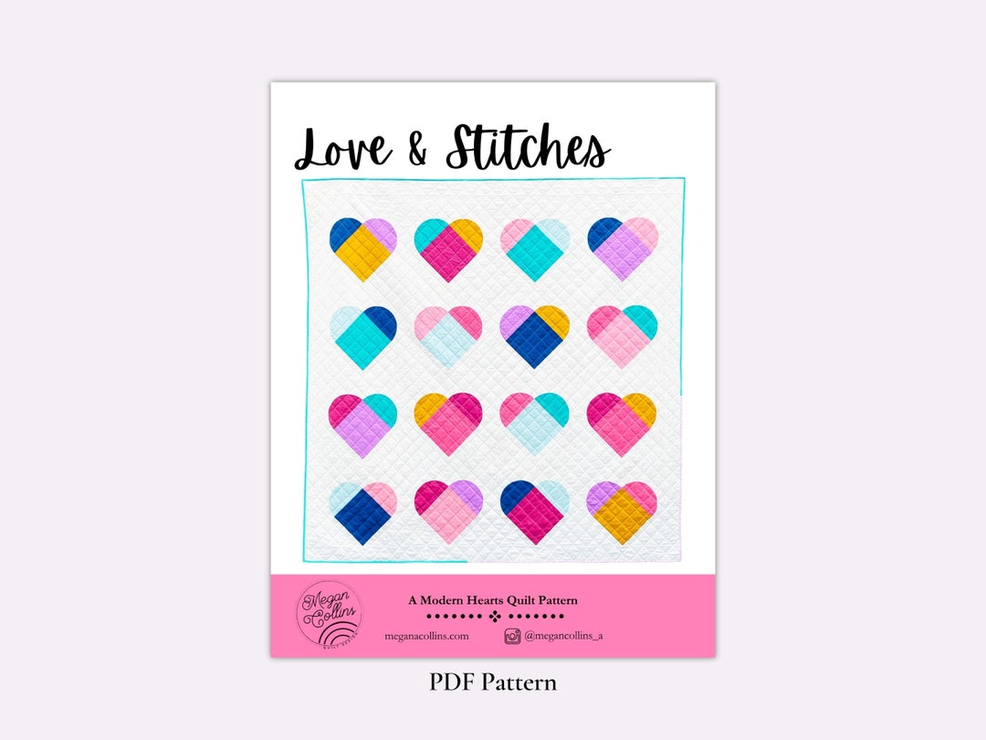 PDF Love and Stitches Quilt Pattern Download Modern Heart - Etsy