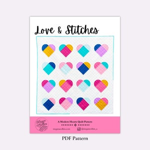 PDF Love and Stitches Quilt Pattern Download Modern Heart - Etsy