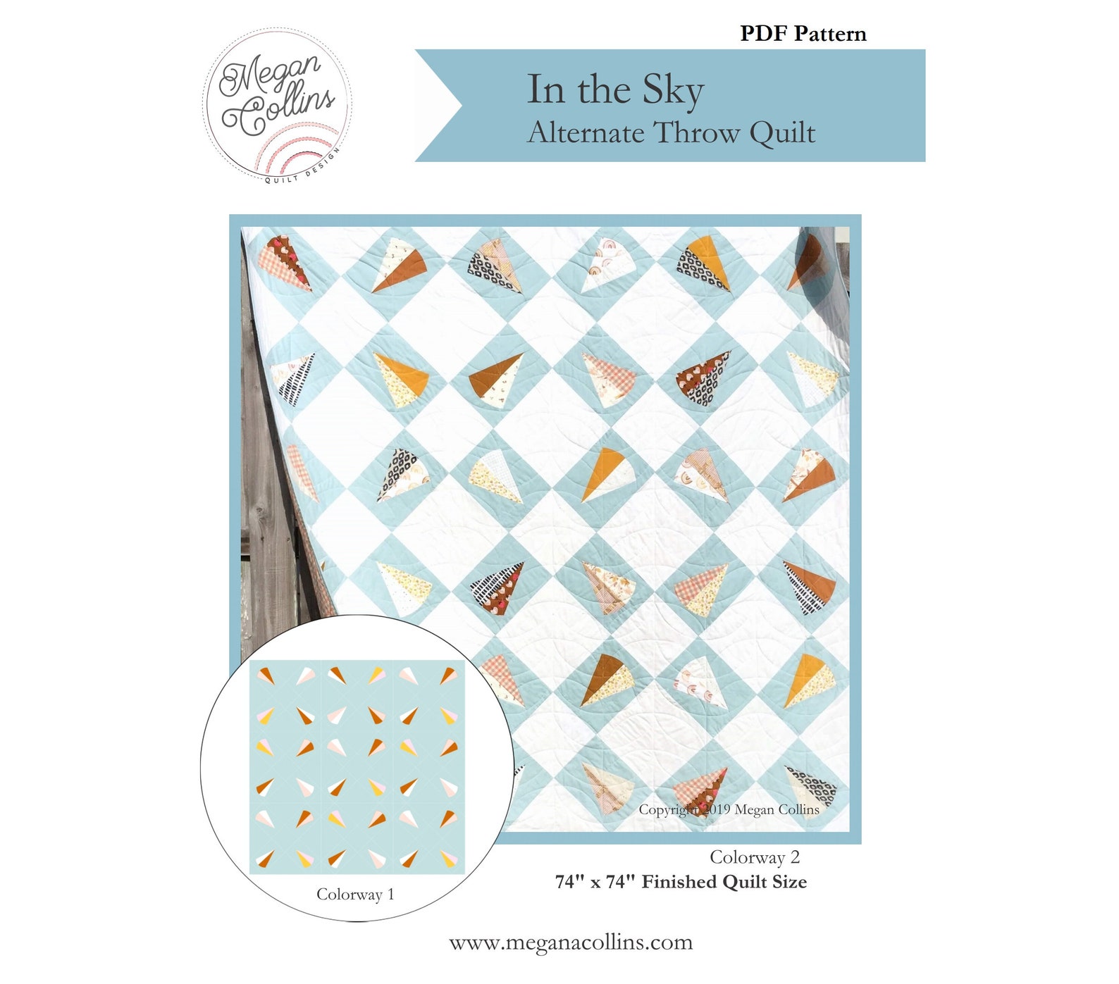 PDF in the Sky Quilt Pattern Download Modern Quilt Curve - Etsy
