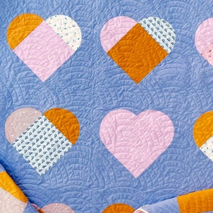 PDF Love and Stitches Quilt Pattern Download, Modern Heart Quilt, Fat ...