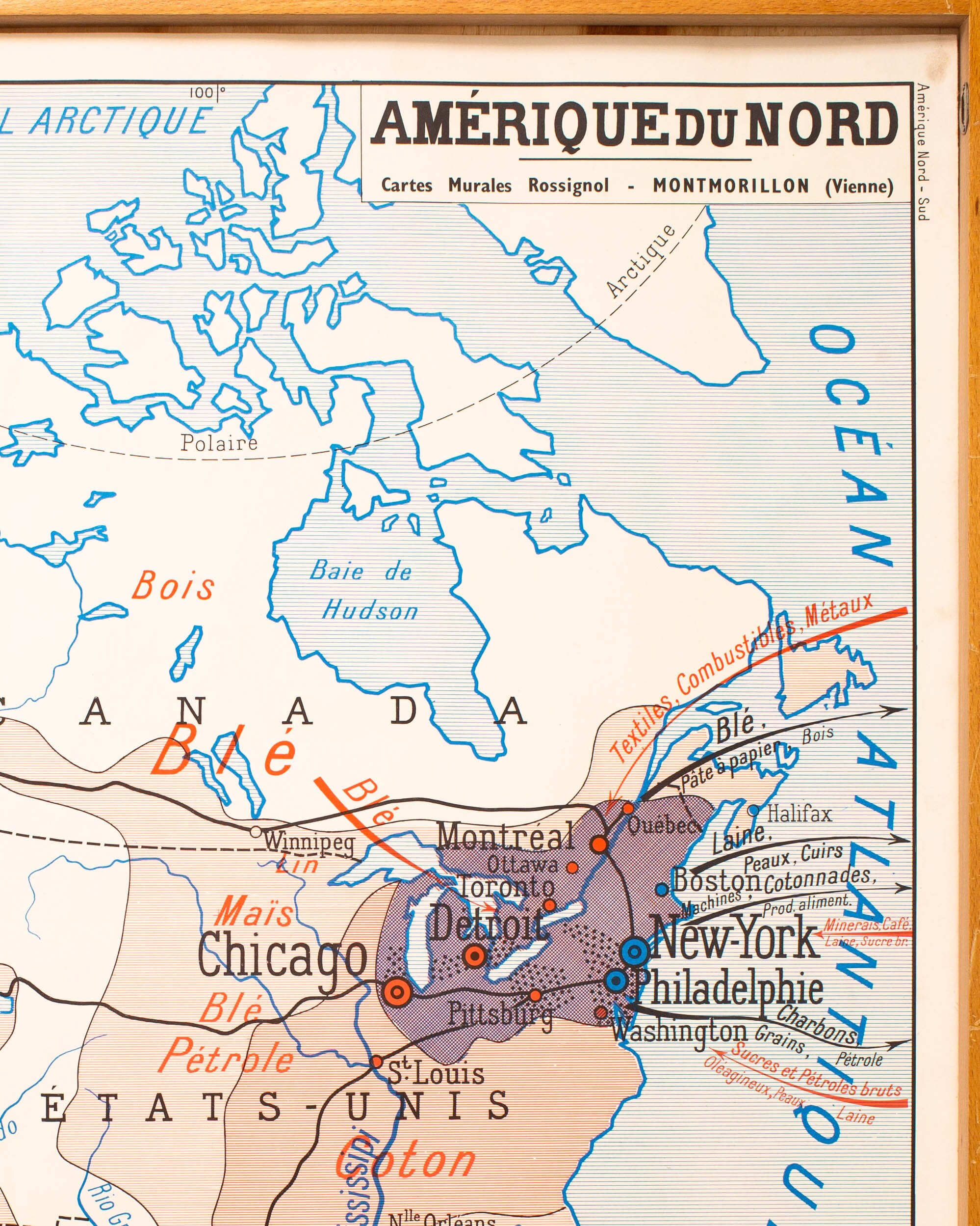 AMERICA Map GEOGRAPHY Vintage Large Stunning French School Poster ...