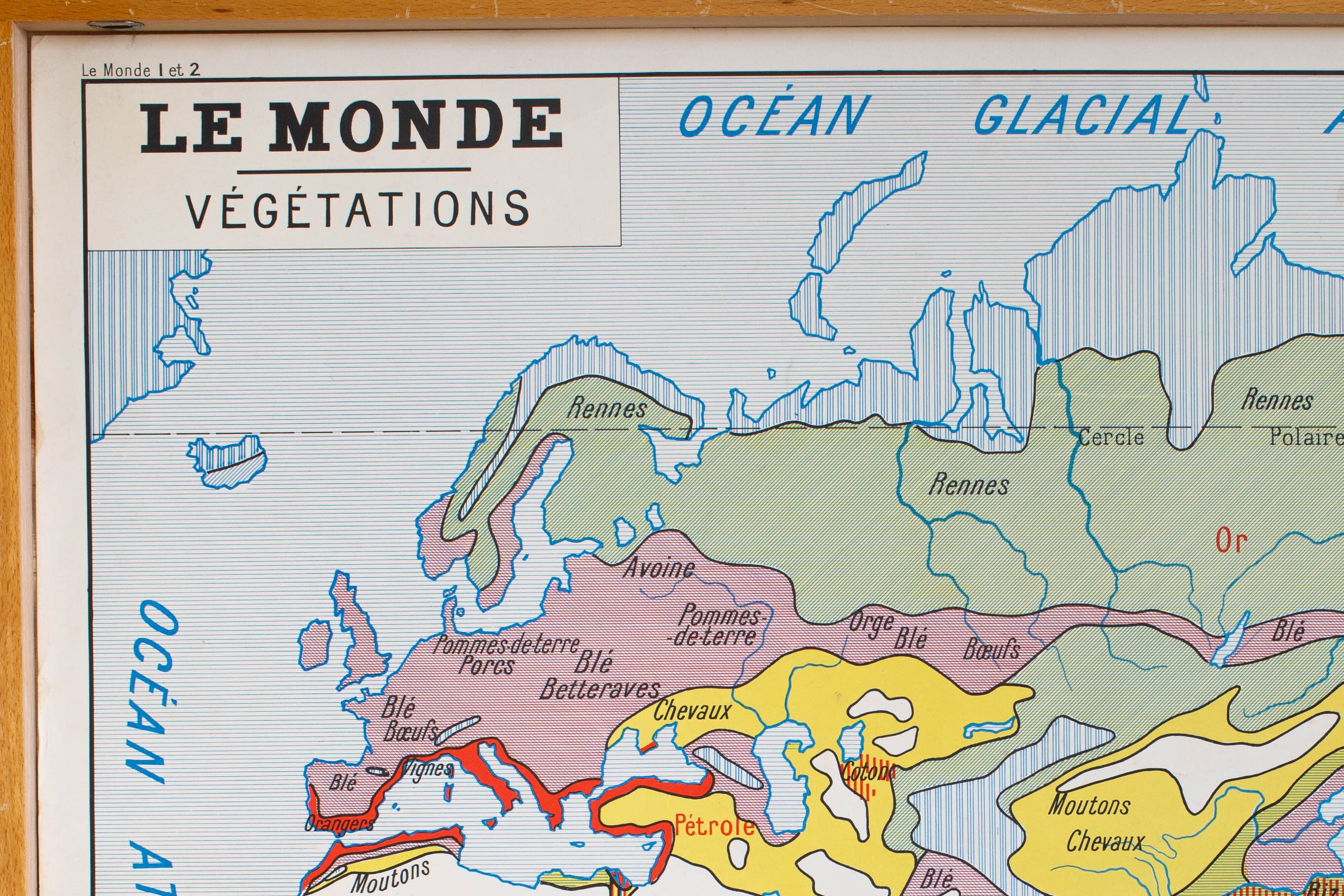 The World Map GEOGRAPHY Vintage Large Stunning French School Poster ...