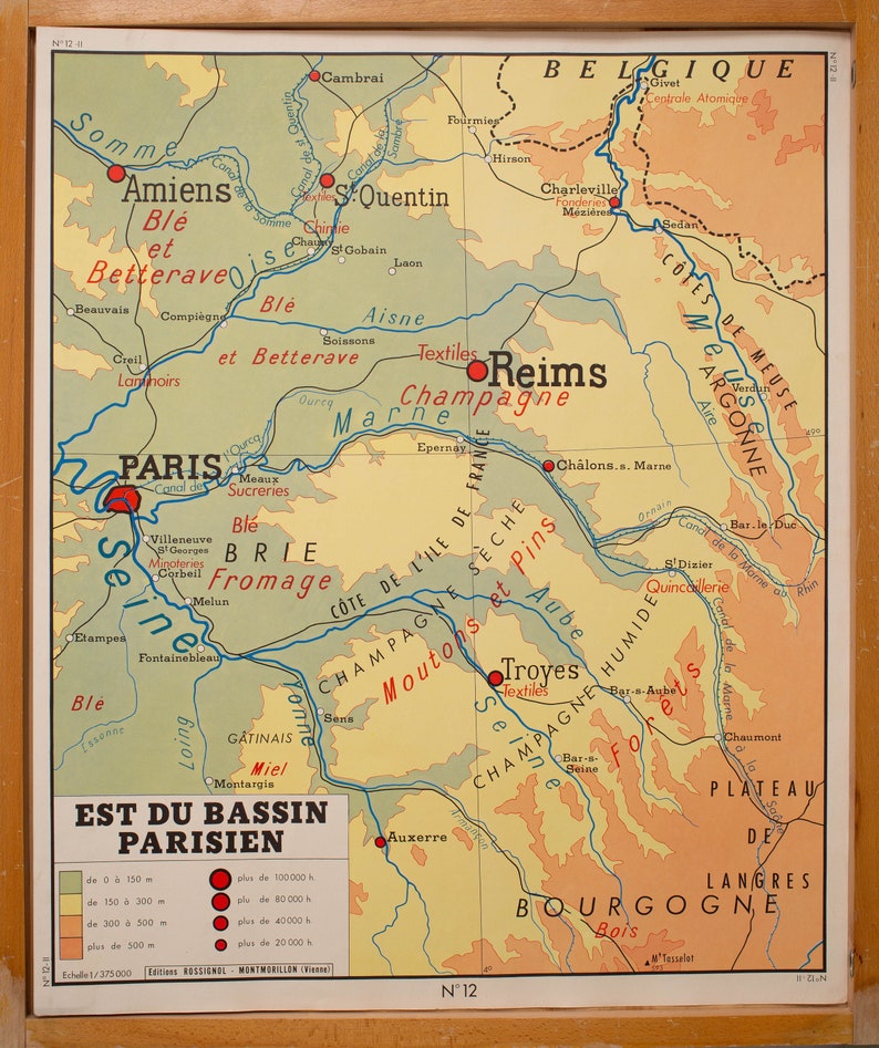 Map GEOGRAPHY - WALL CHARTS - Vintage - Large Stunning French School ...