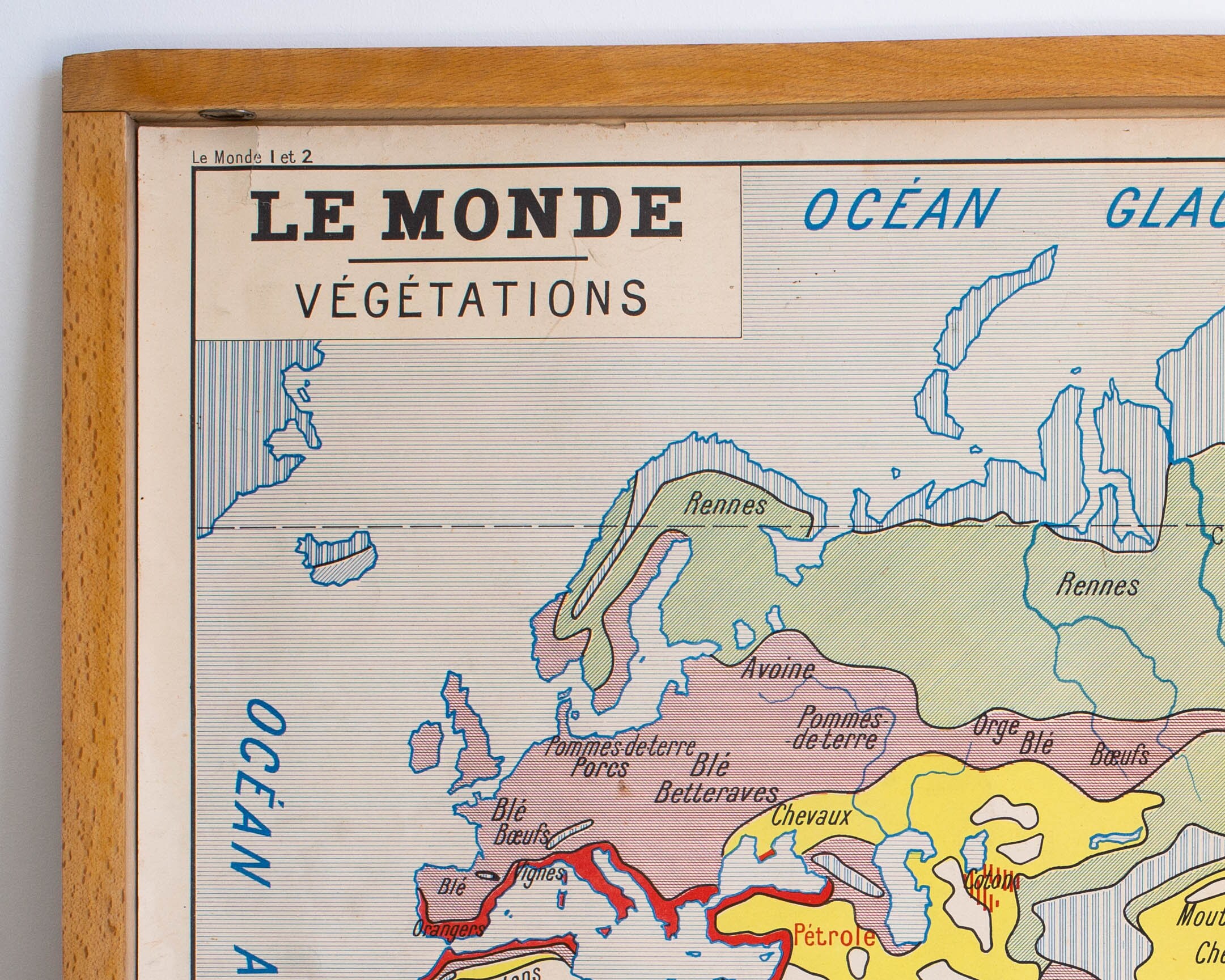 The World Map GEOGRAPHY Vintage Large Stunning French School Poster ...
