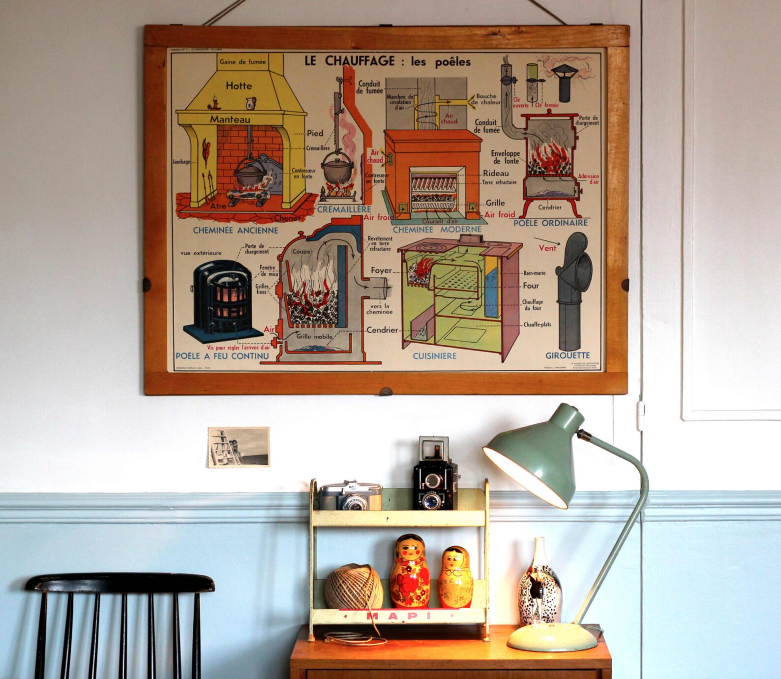 Vintage Large Stunning French School Poster Double-sided 1950/1960 the ...