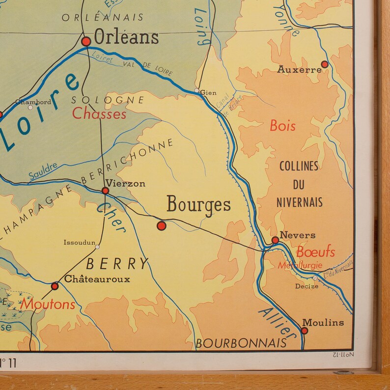 Map GEOGRAPHY WALL CHARTS Vintage Large Stunning French - Etsy