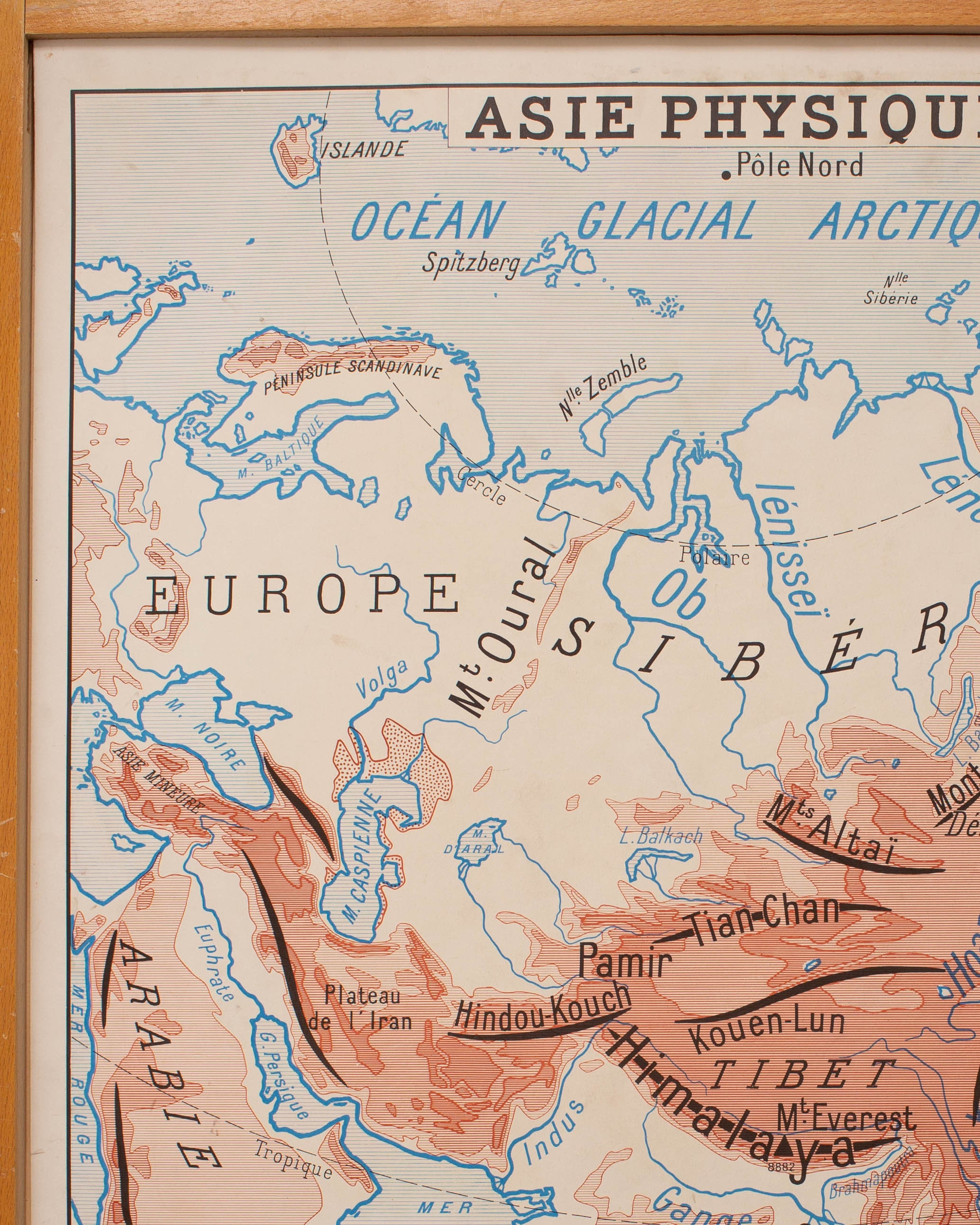 Map GEOGRAPHY ASIA Vintage Large Stunning French School Poster Double ...