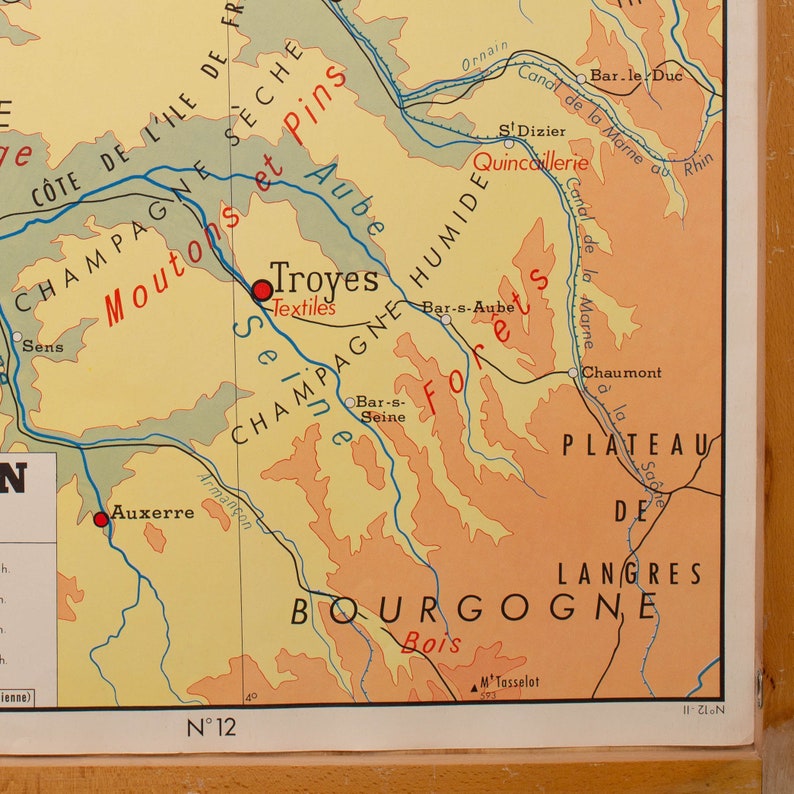 Map GEOGRAPHY WALL CHARTS Vintage Large Stunning French - Etsy