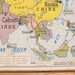 Map GEOGRAPHY ASIA Vintage Large Stunning French School Poster Double ...