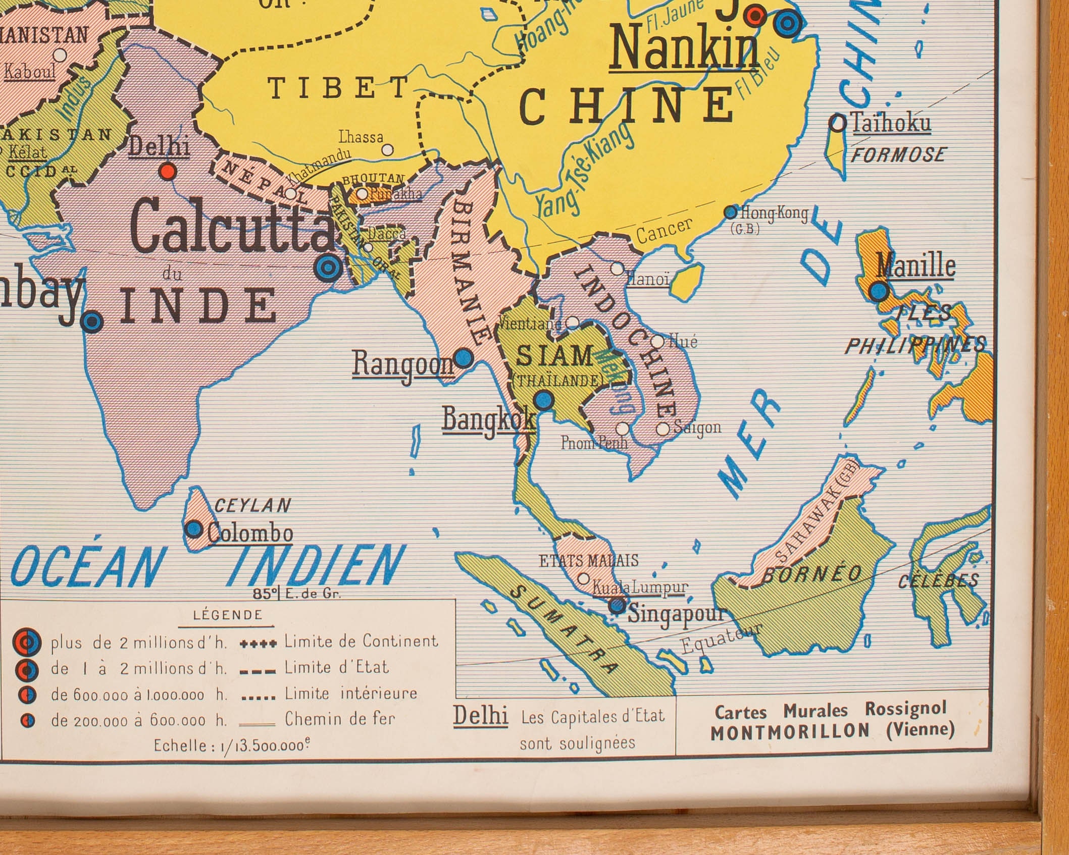 Map GEOGRAPHY - ASIA - Vintage - Large Stunning French School Poster ...