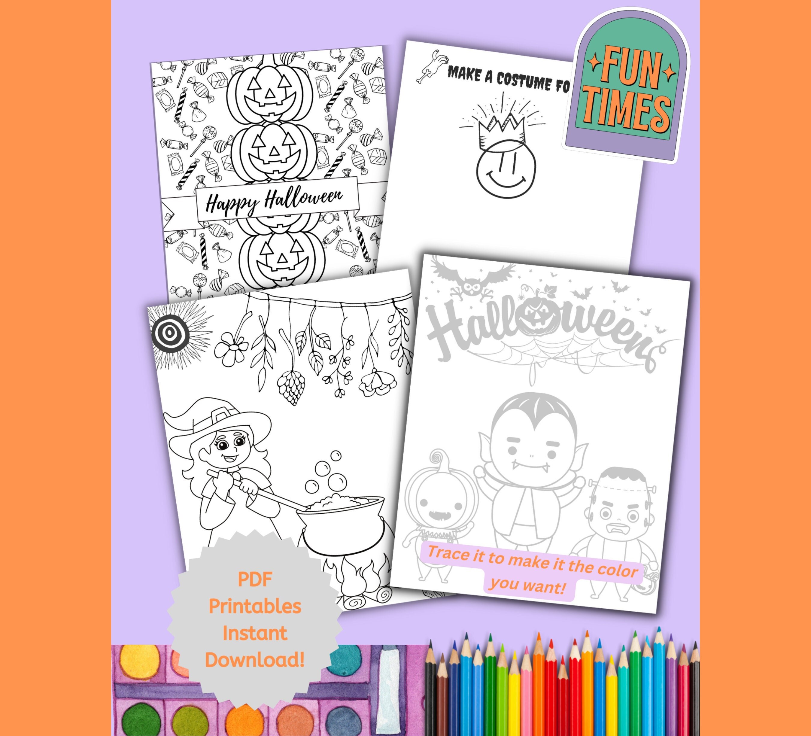 Digital Coloring Pages 4 Single Pages Fall Coloring Pages - Etsy
