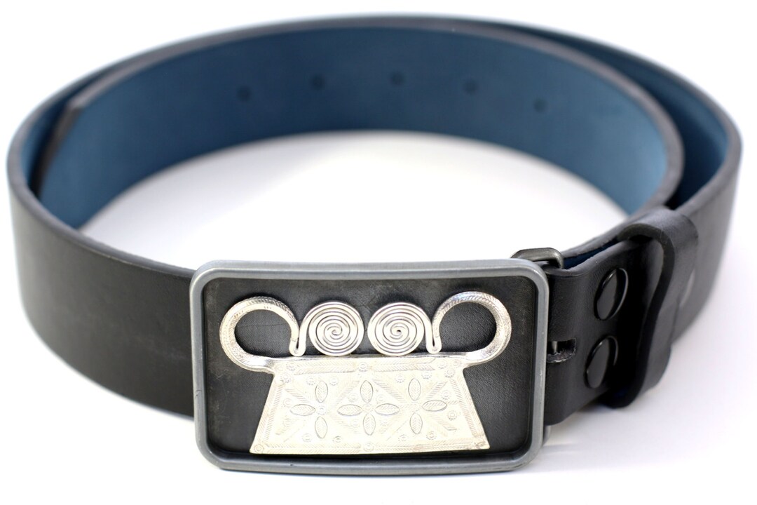Hmong Tribal Soul Lock Belt, Soul Lock Belt, 100% Black Leather Belt ...