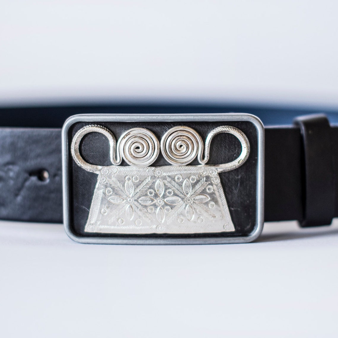 Hmong Tribal Soul Lock Belt, Soul Lock Belt, 100% Black Leather Belt ...