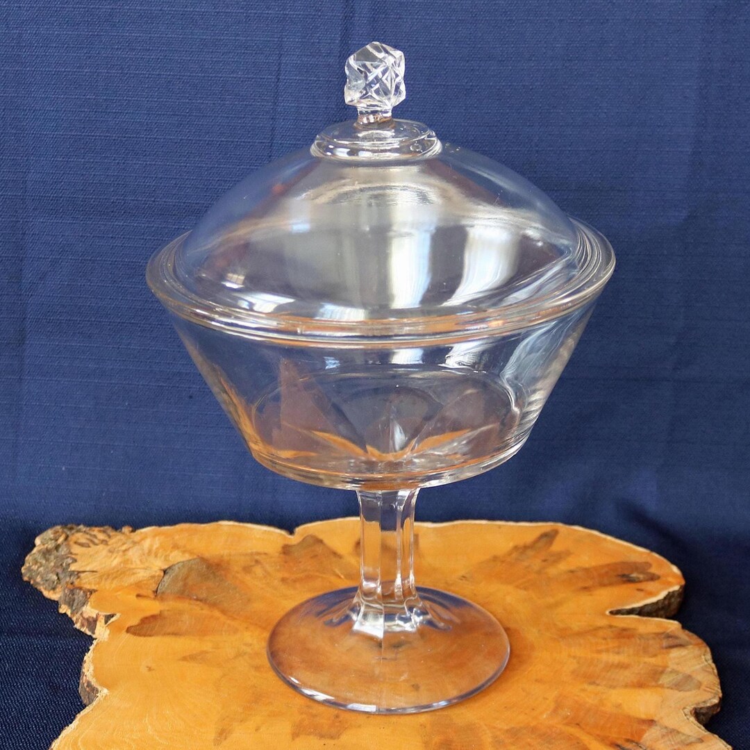 EAPG - Antique Clear Glass Compote With Lid - Comport ~ 11-1/2" Tall ...