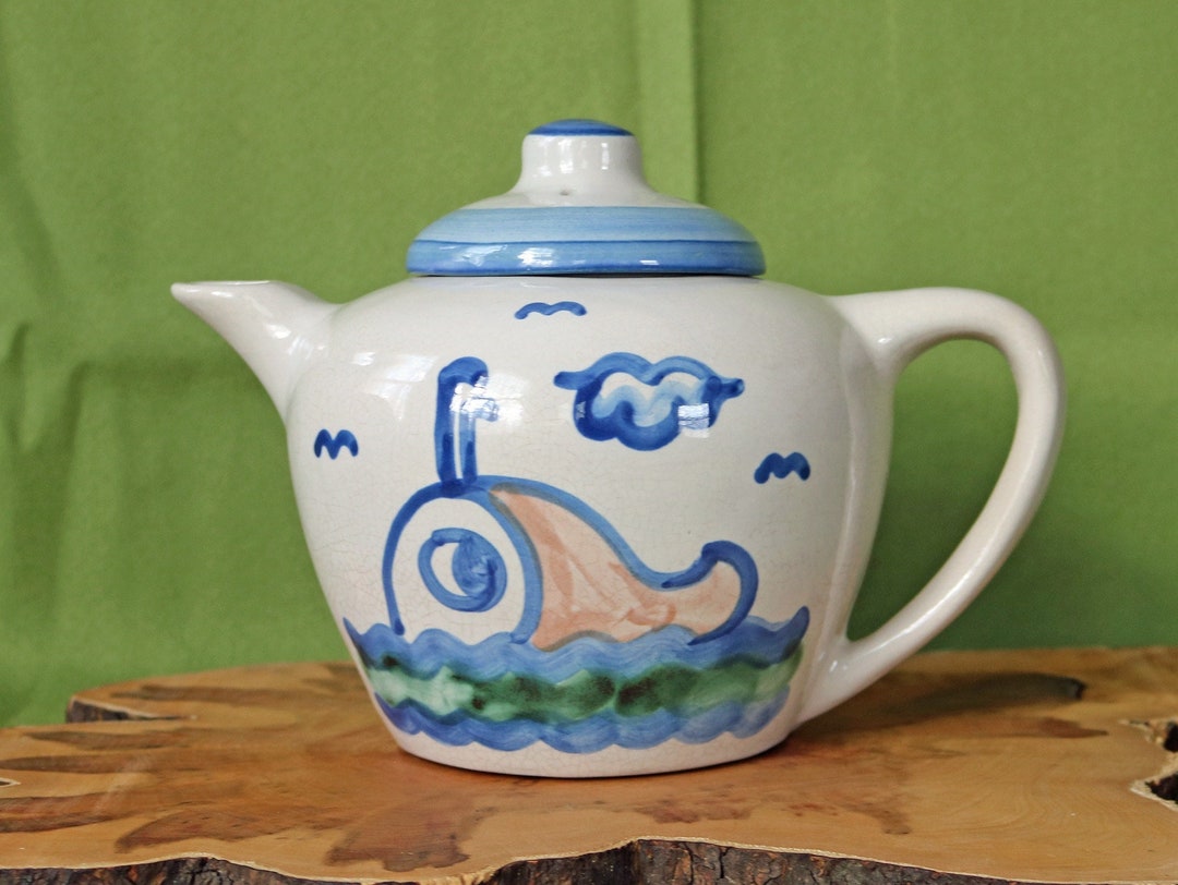 M A Hadley Ship and Whale Teapot and Lid With Crazing - Etsy