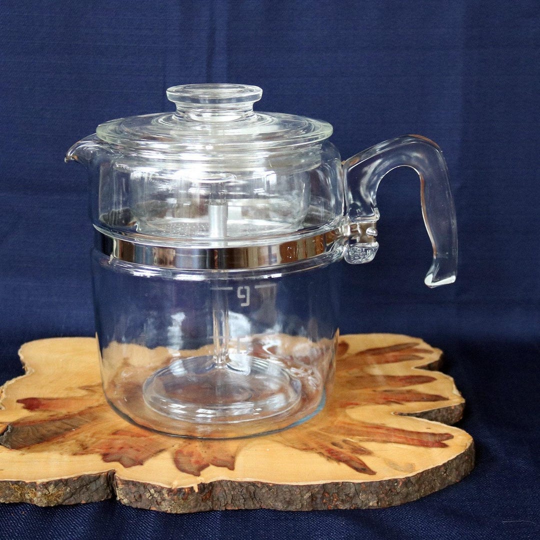 Pyrex Flameware 9 Cup Percolator Complete Coffee Pot, Stem, Glass Brew ...