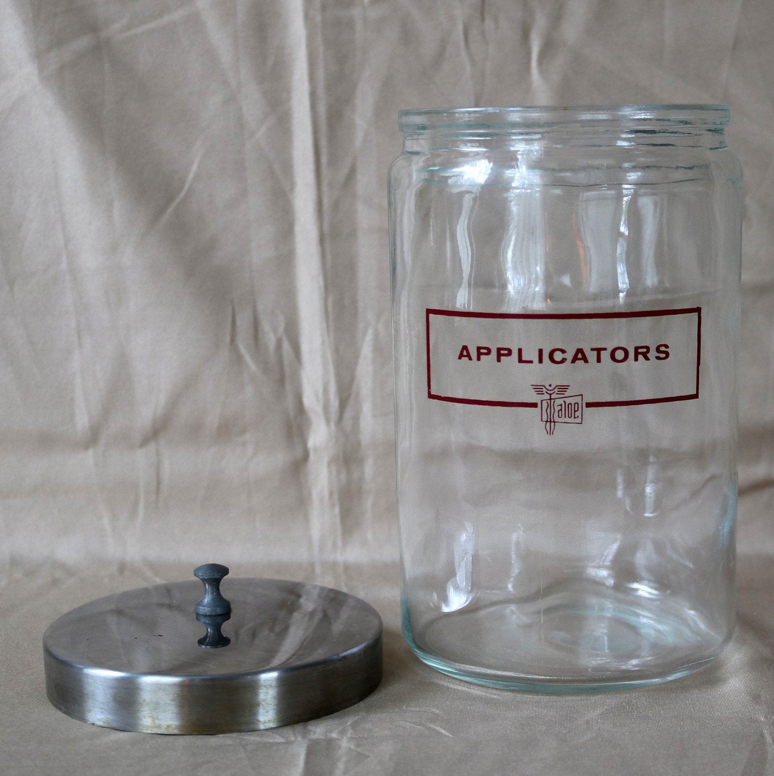 Clear Glass Medical Jar/canister With Metal Lid Applicators - Etsy Norway