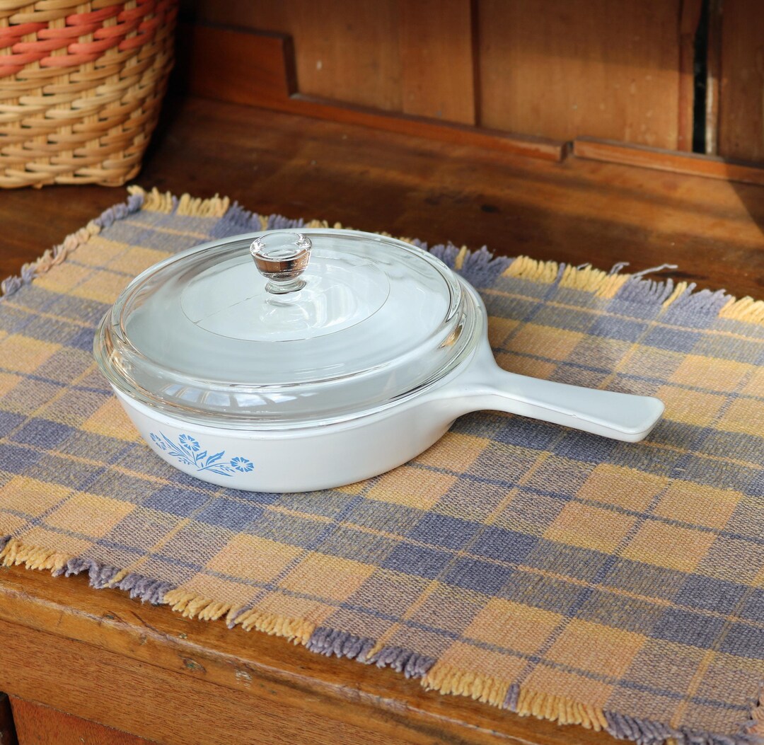 Corning Ware Blue Cornflower Small Skillet/frying Pan With Glass Lid P ...
