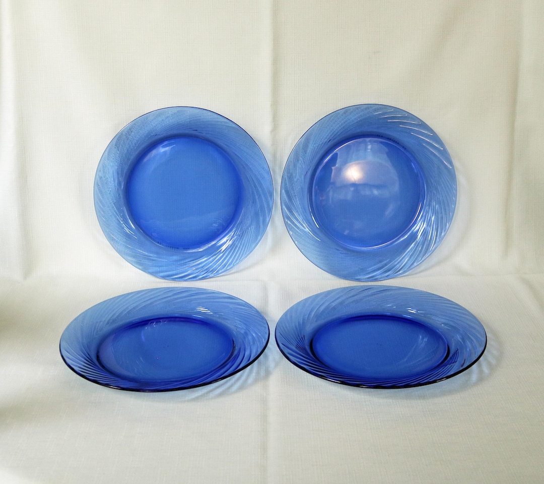9-1/8" ~ Set of 4 Pyrex Cobalt Luncheon Plates ~ Festiva ~ Corelle by ...