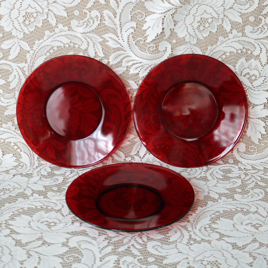 Anchor Hocking Baltic Royal Ruby Luncheon Plates - Set of 3 - Etsy