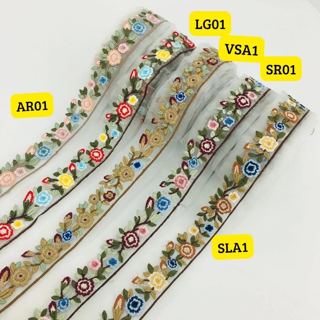 4m Embroidered Flower Lace Trim (width 2,5cm) Fabric Trim Ribbon Trim ...