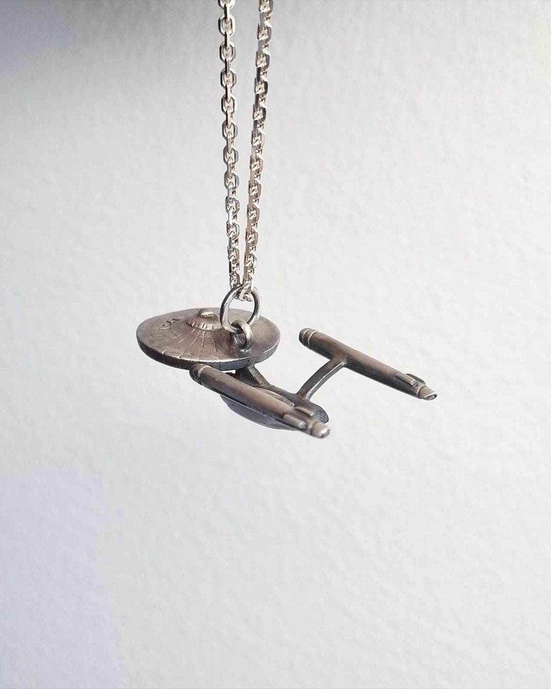 Fan Art Trekkie Spaceship Silver Necklace - Etsy