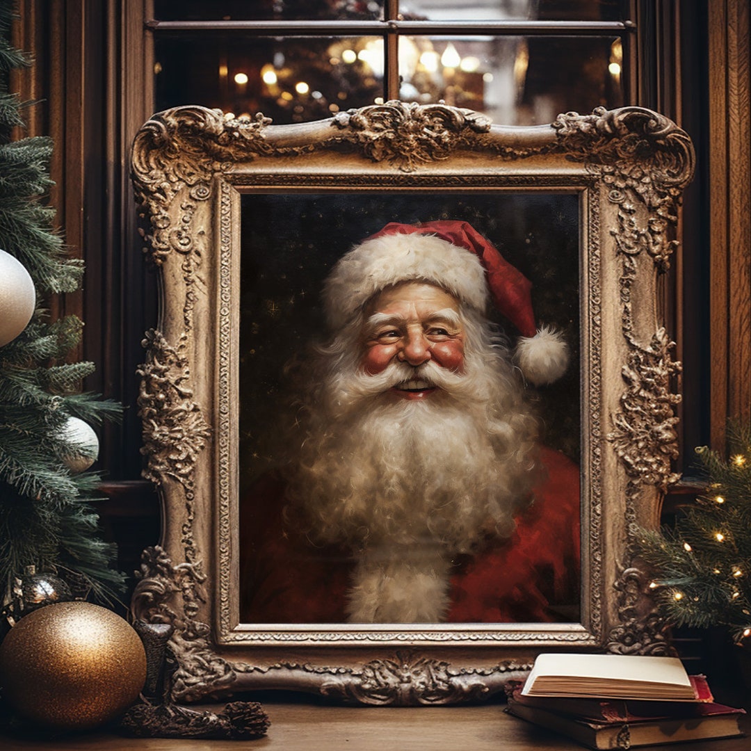 Santa Portrait Vintage Style Christmas Wall Art Decor Poster Print - Etsy