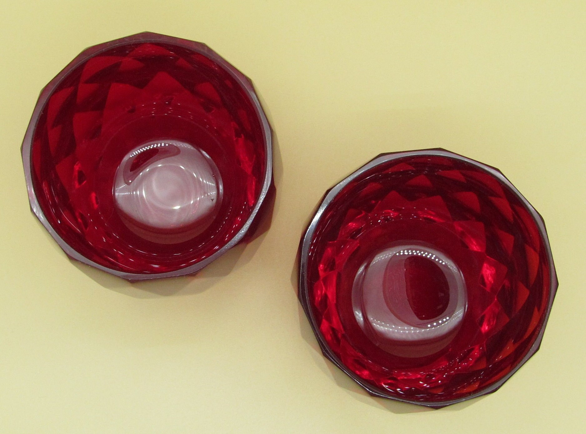 Red Glass Low Ball Glasses, Set of 2 - Etsy