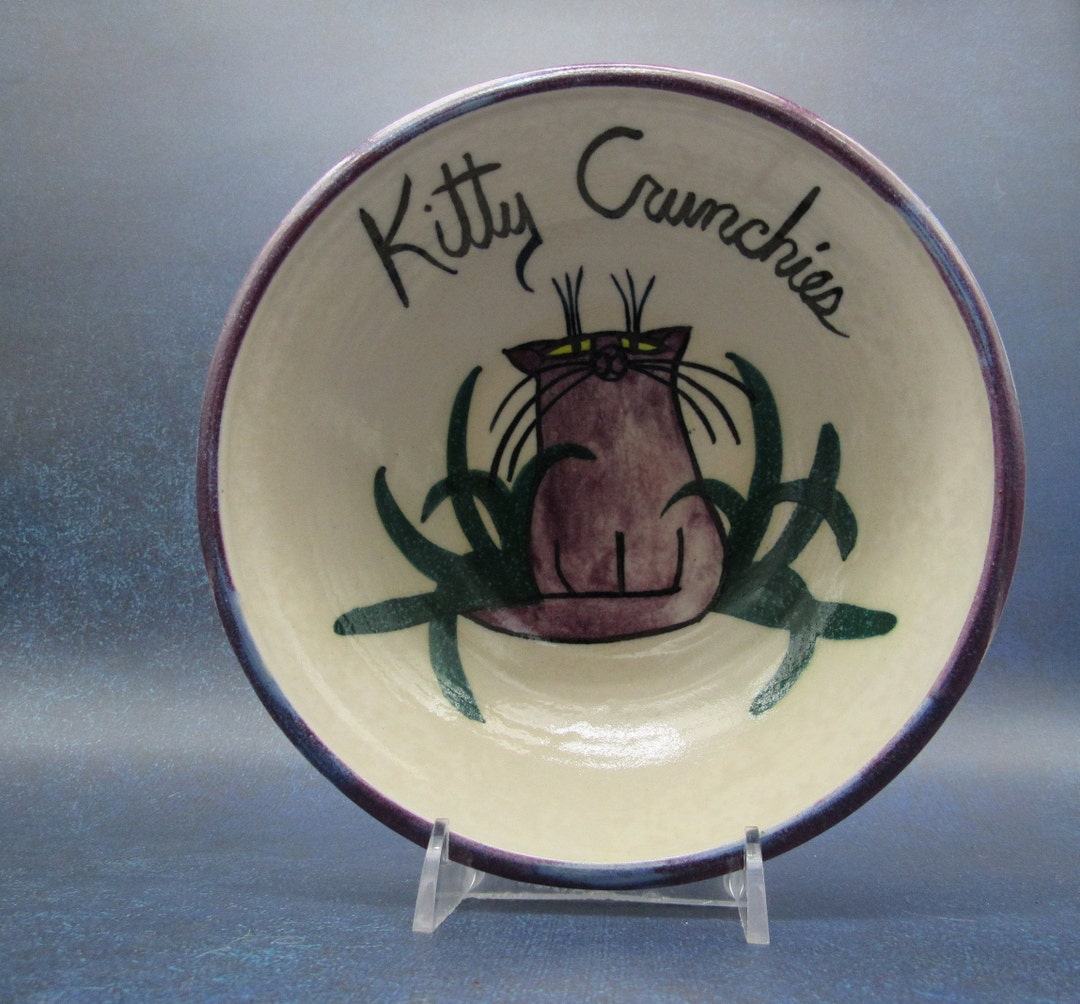 Moonfire Pottery Kitty Crunchies Bowl - Etsy