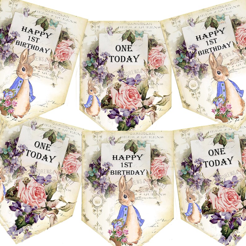 Printable Peter Rabbit 1st Birthday Bunting Babies First - Etsy Australia