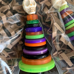 Halloween Themed Button Tree Ornament With Skull Topper (single Trees ...