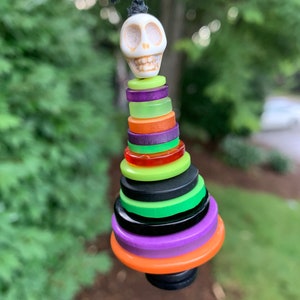 Halloween Themed Button Tree Ornament With Skull Topper (single Trees ...