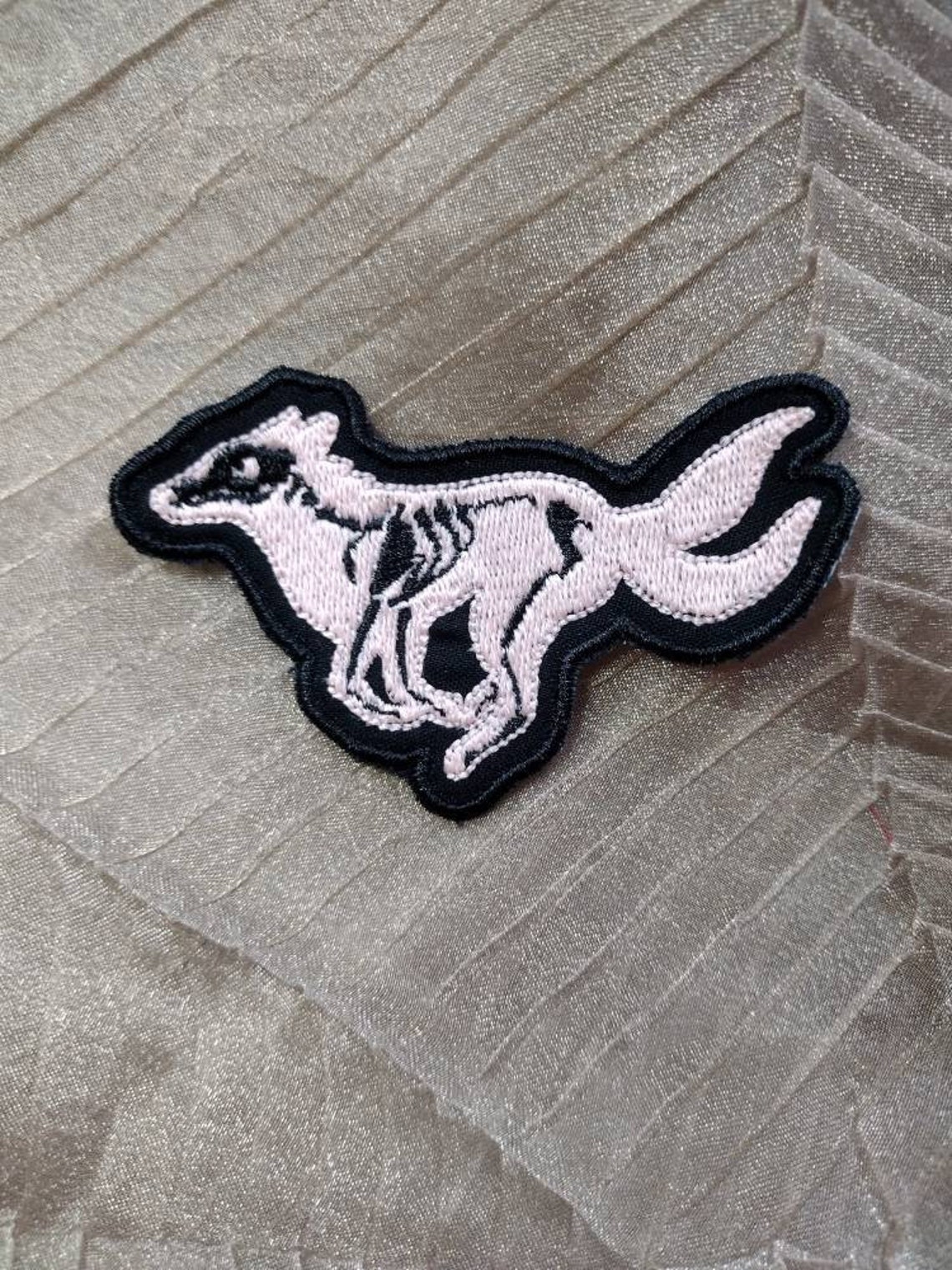 Two Tailed Fox Patch Sew On Fox Patch Skeleton Fox - Etsy