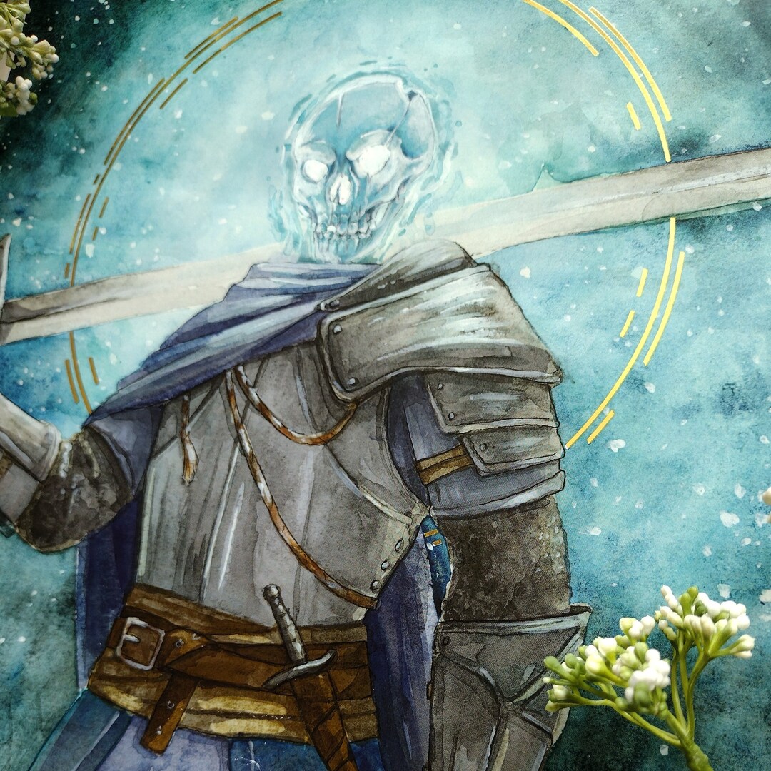 Never Rest Foil Art Print, Foil Knight Art Print, Undead, Skeleton Art ...