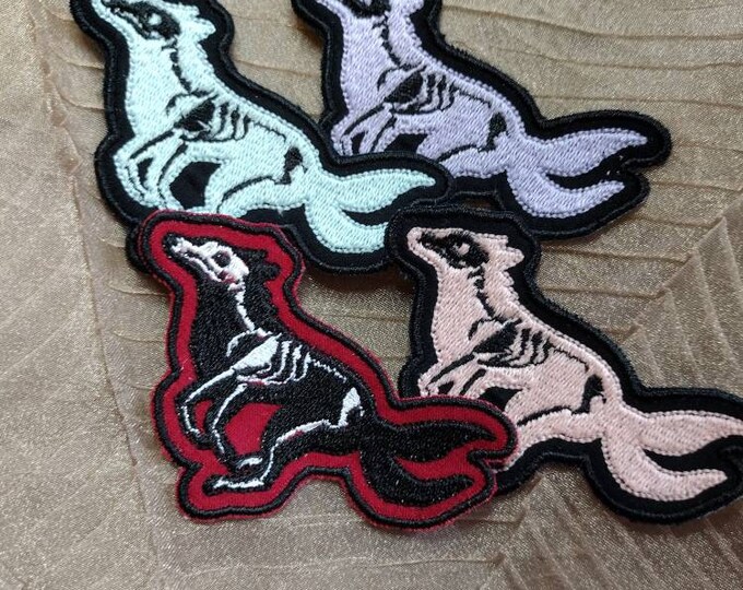 Two Tailed Fox Patch, Sew On, Fox Patch, Skeleton Fox, Skeleton Patch ...