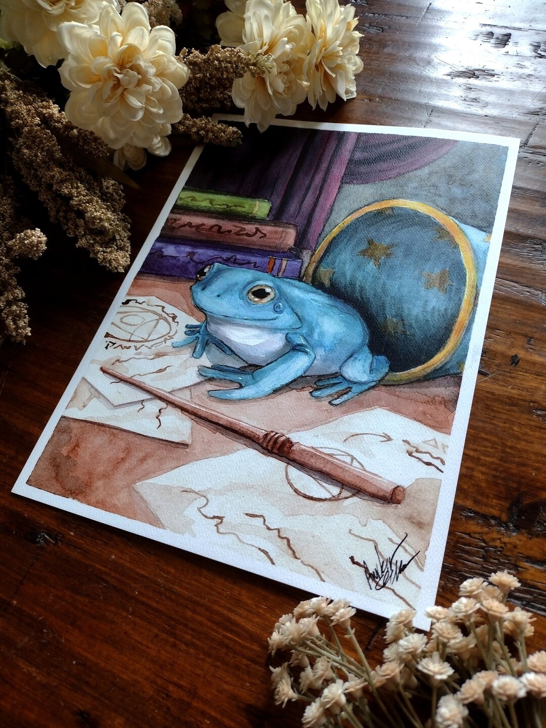 Miscast Watercolor Print, Frog Wizard Painting, Watercolor Painting ...