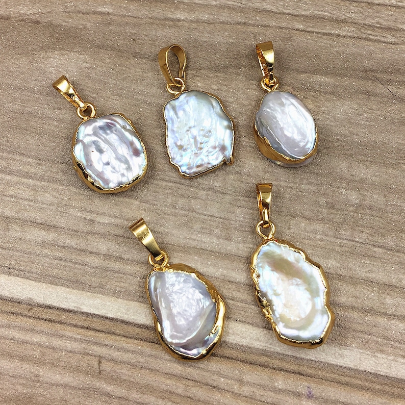 Mother of Pearl Shell Pendant With Gold Electroplated Edge - Etsy