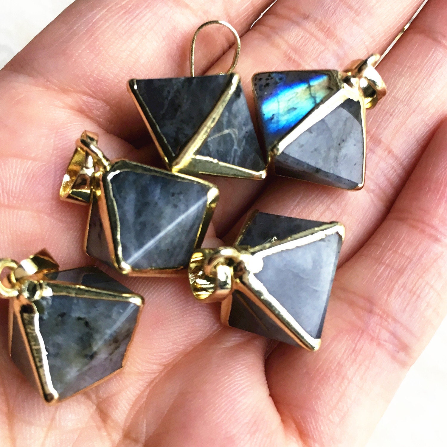 Natural Labradorite Stone Dice Pendant Rose Quartz Opalite - Etsy