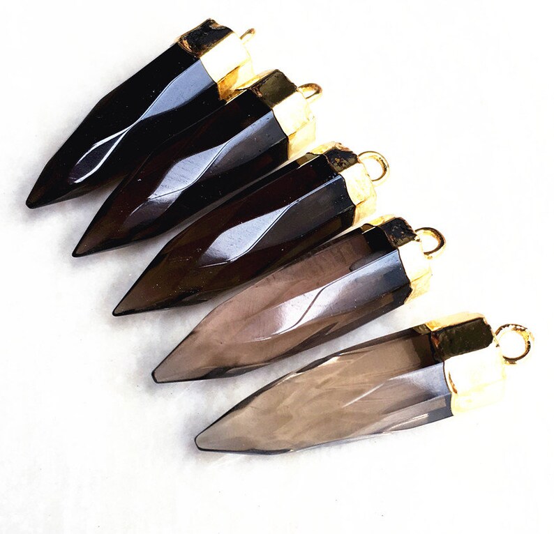 Natural Smoking Quartz Petite Spike Point Pendant Charm With | Etsy