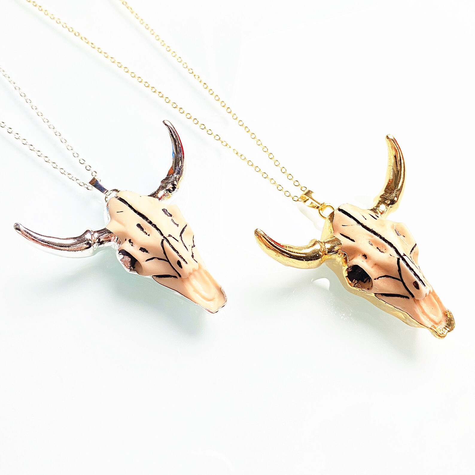 Longhorn Resin Horn Cattle Pendants With Electroplated Gold Trim ...