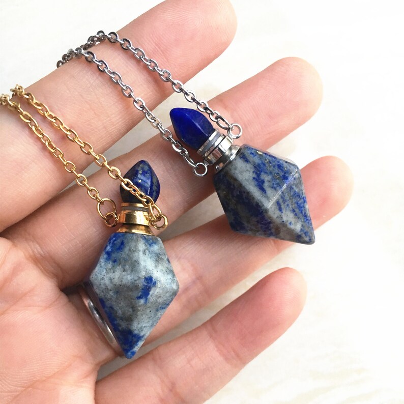 Rhombus Shaped Perfume Bottle Pendant Necklace Natural | Etsy