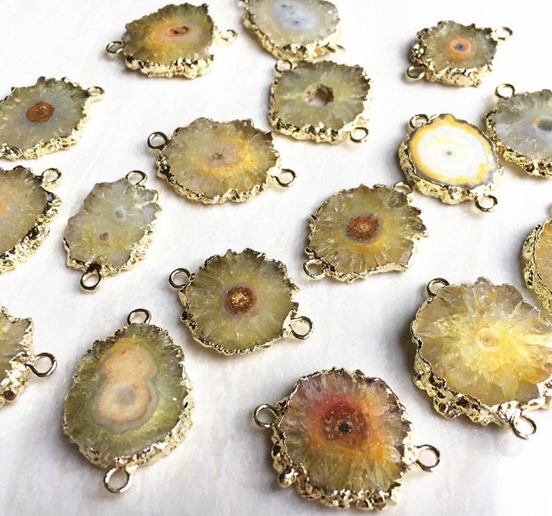 Mystical Yellow Geode Slice Druzy Crystal Gemstone With 24k | Etsy