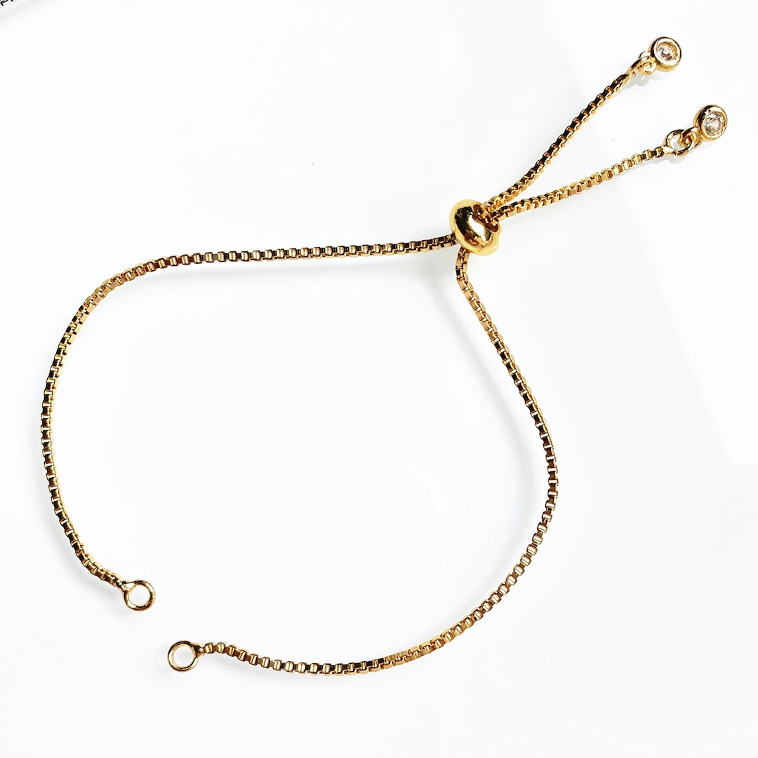 SALE Gold Plated Slider Chain Bracelet, Silver Plated Box Slider Chain ...