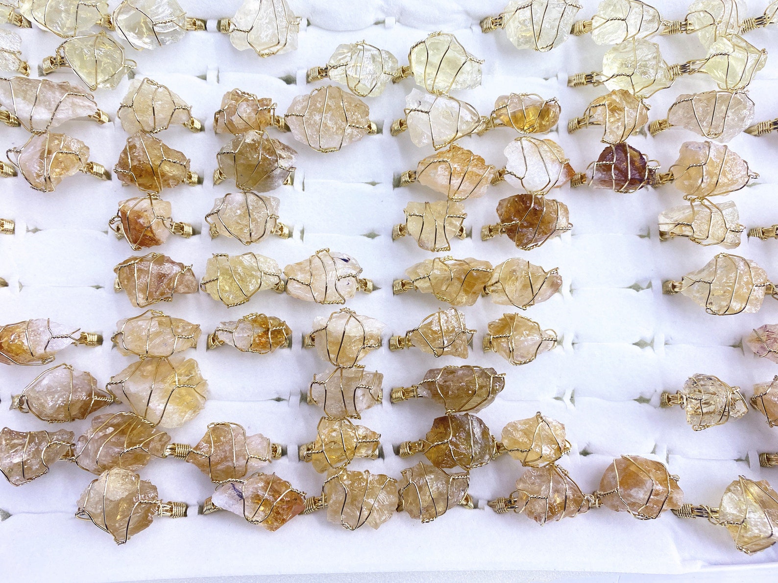 Raw Gemstone Ring // Natural Healing Crystal Quartz Band Rings - Etsy