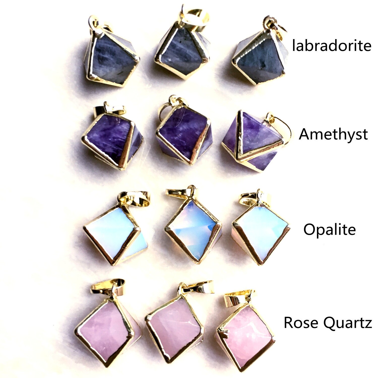 Natural Labradorite Stone Dice Pendant Rose Quartz Opalite - Etsy