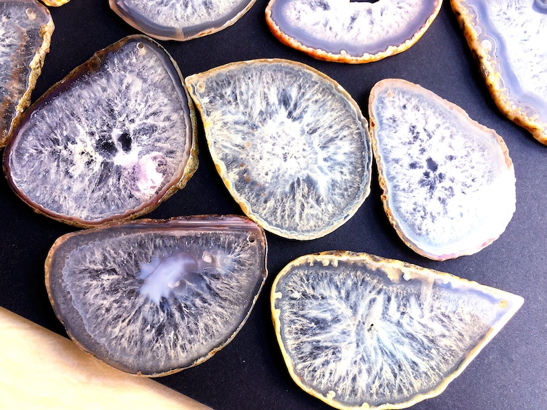 WHOLESALE Natural Grey White Agate Geode Slice Druzy Drusy | Etsy