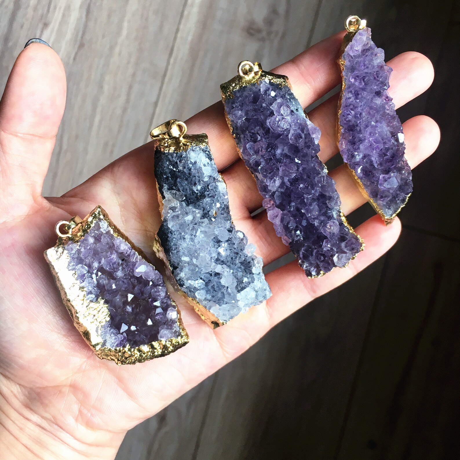 Raw Amethyst Necklace Gold Amethyst Druzy Natural Amethyst - Etsy